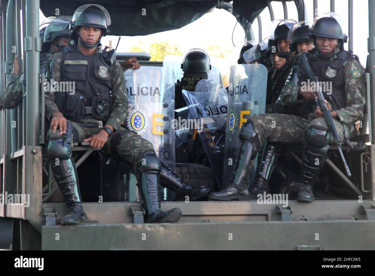 buerarema, bahia, brazil - february 14, 2014: Brazilian army soldiers ...