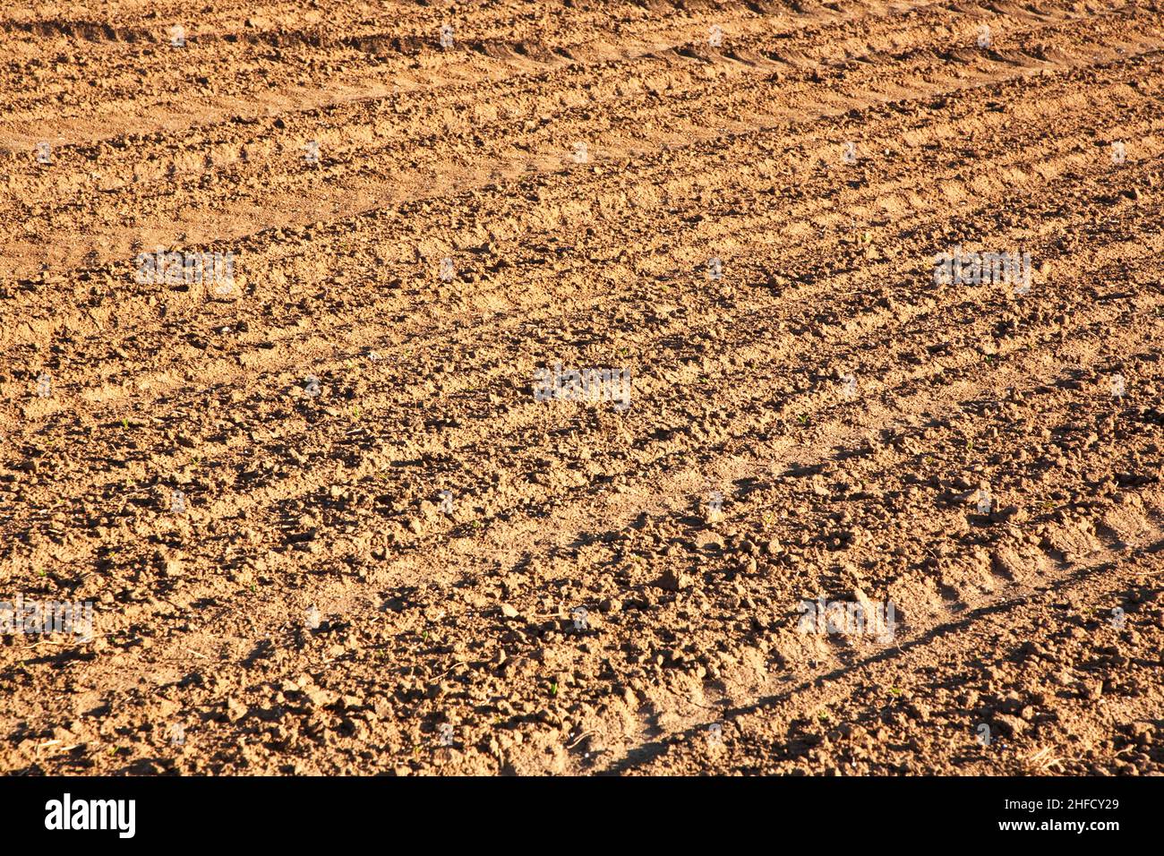 Background of newly plowed field Stock Photo - Alamy