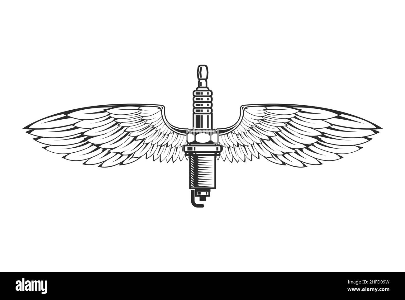 Spark plug with wings, car service logo, engine symbol, vector Stock ...