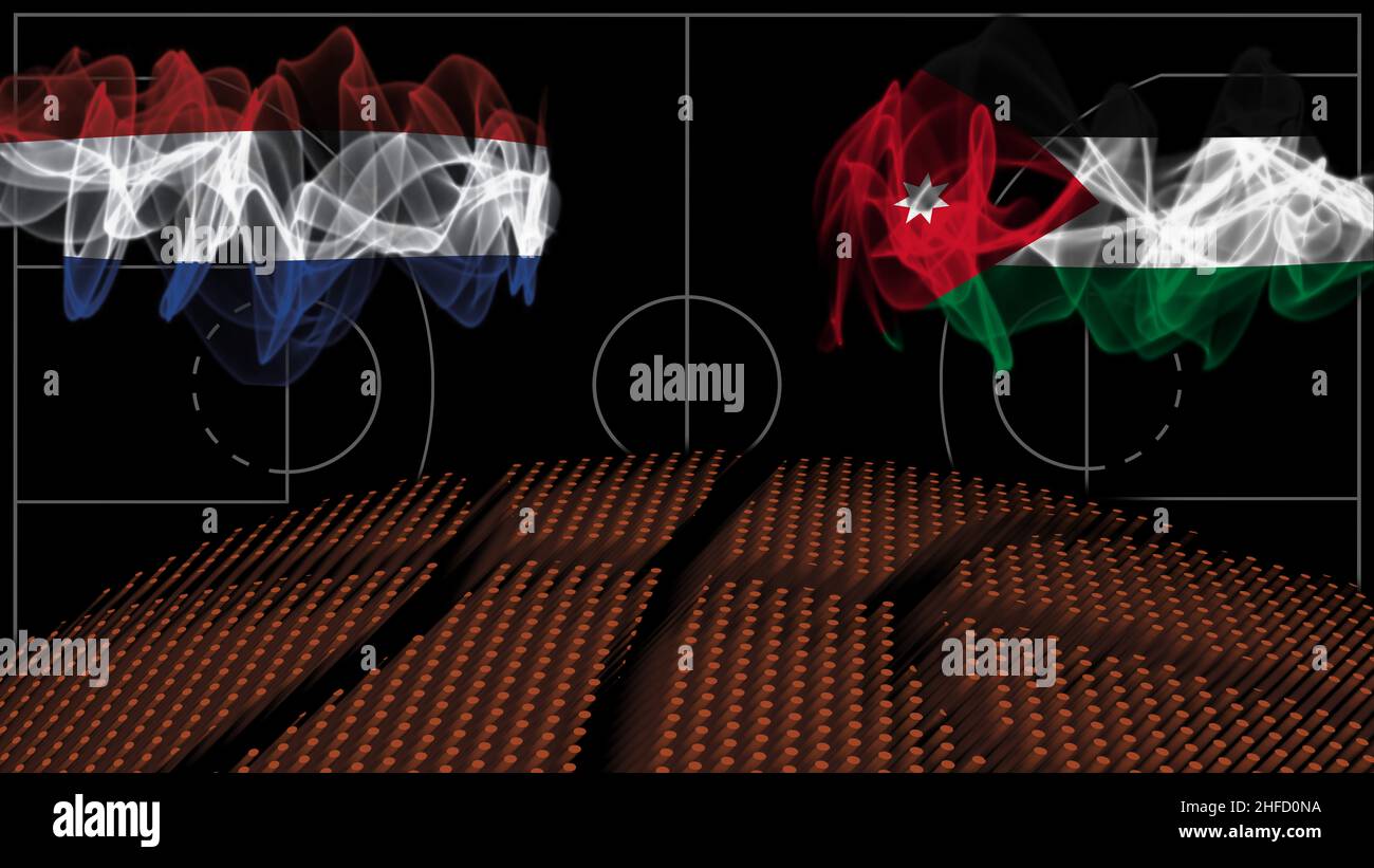 Netherlands vs Jordan Basketball, smoke flag, Sport game Stock Photo ...