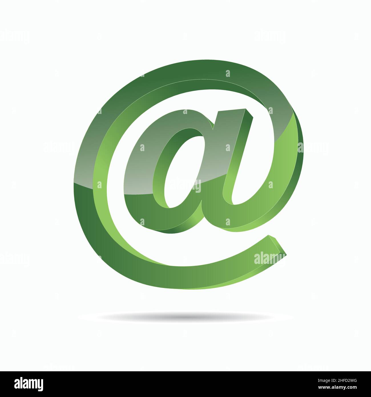 Email sign or at mail icon in 3D design and green Color. Vector ...