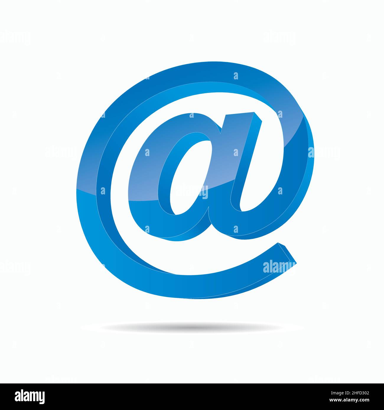 Email sign or at mail icon in 3D design and blue Color. Vector ...
