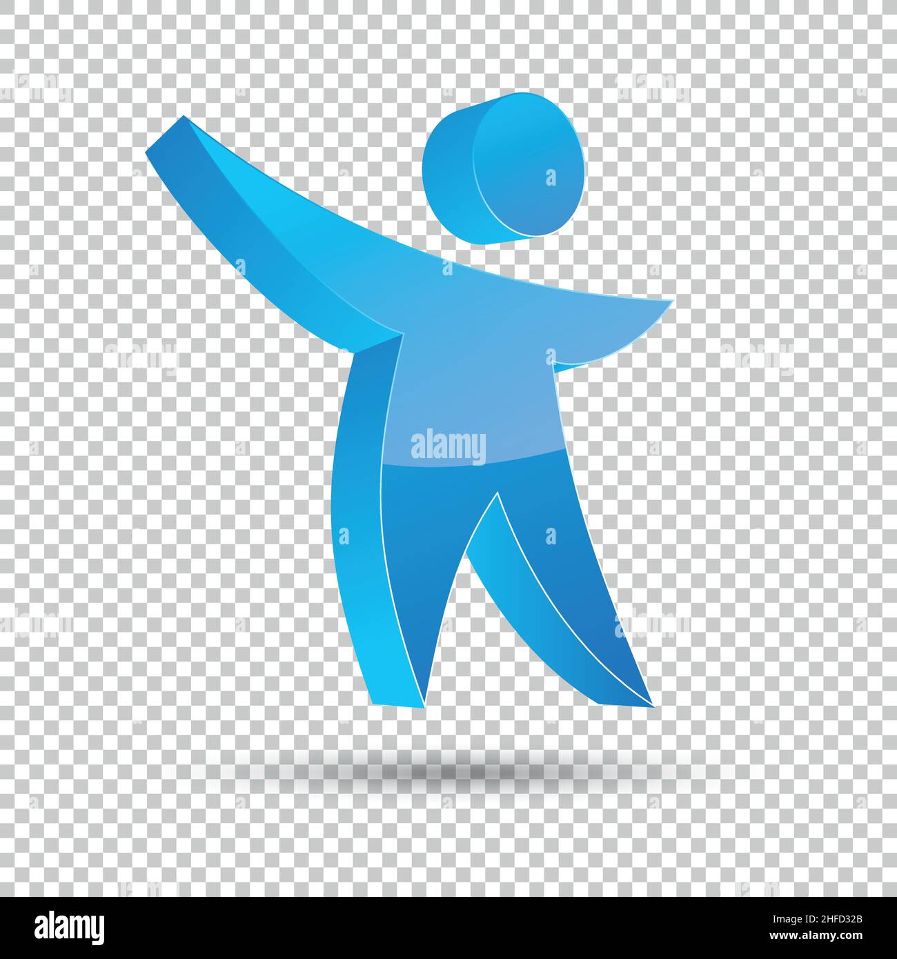Human Figure Logo in blue glossy colors on checked transparent ...