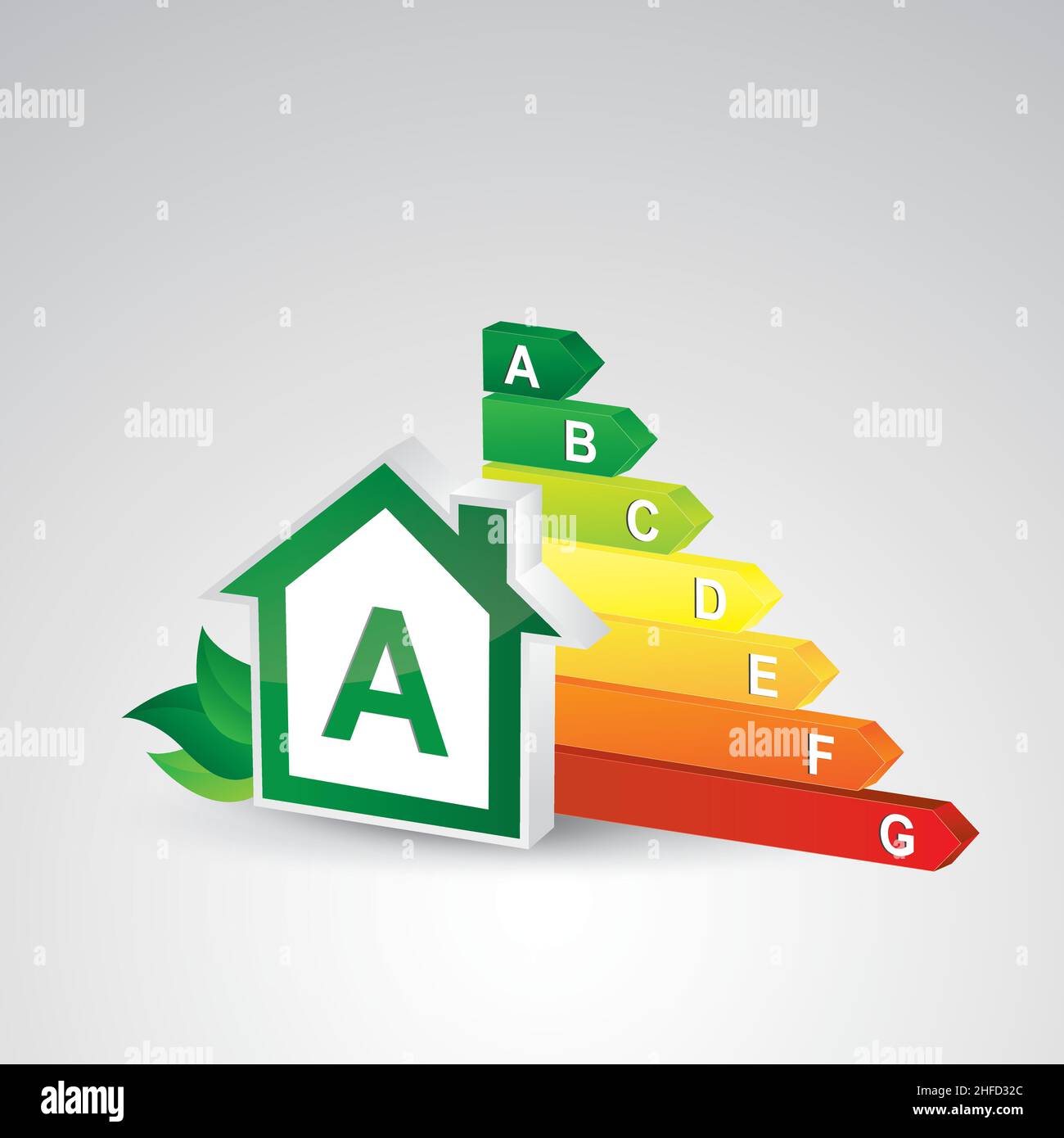 House energy class certification A, 3d design. Vector illustration. Eps ...