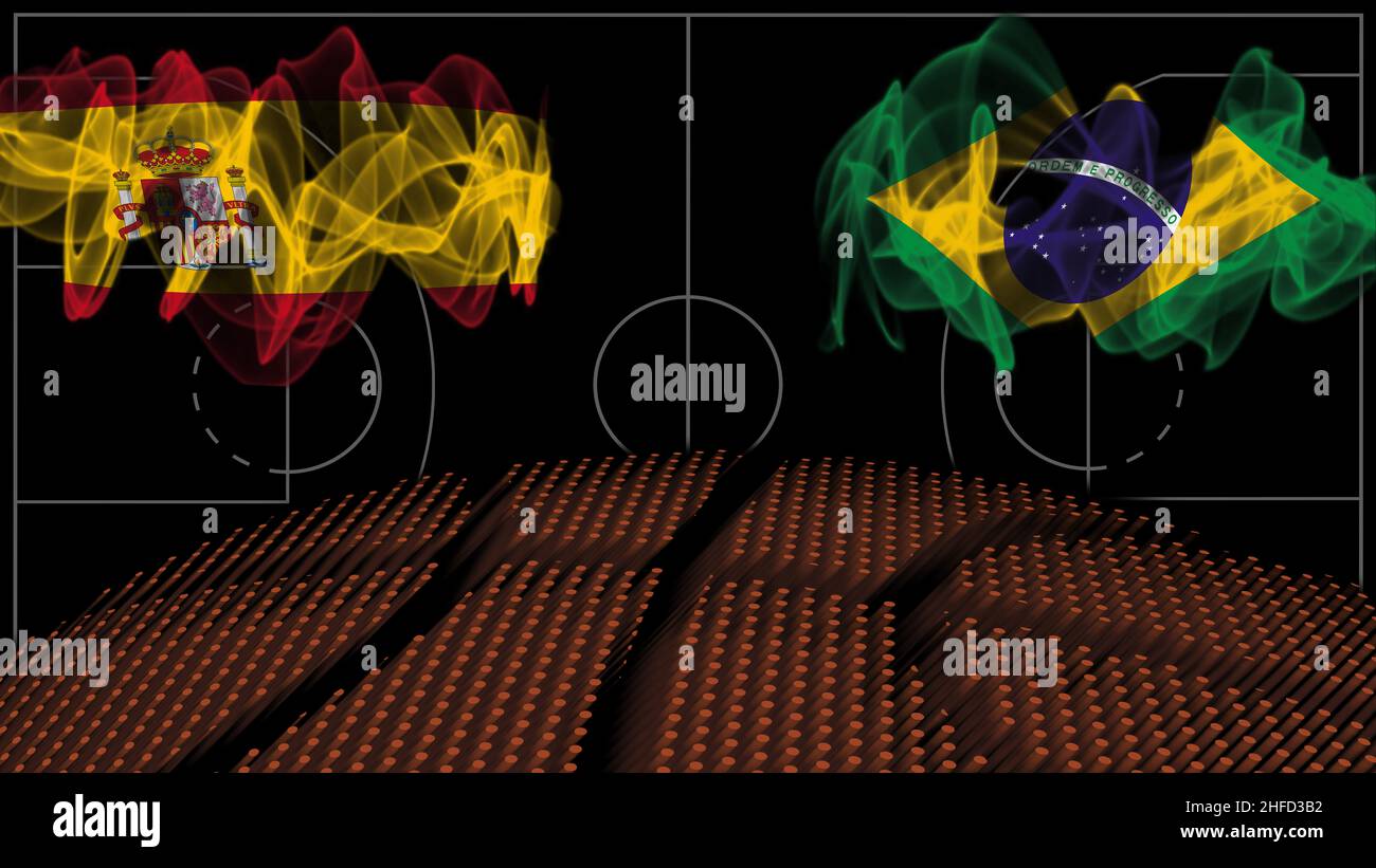 Spain vs Brazil Basketball, smoke flag, Sport game Stock Photo - Alamy