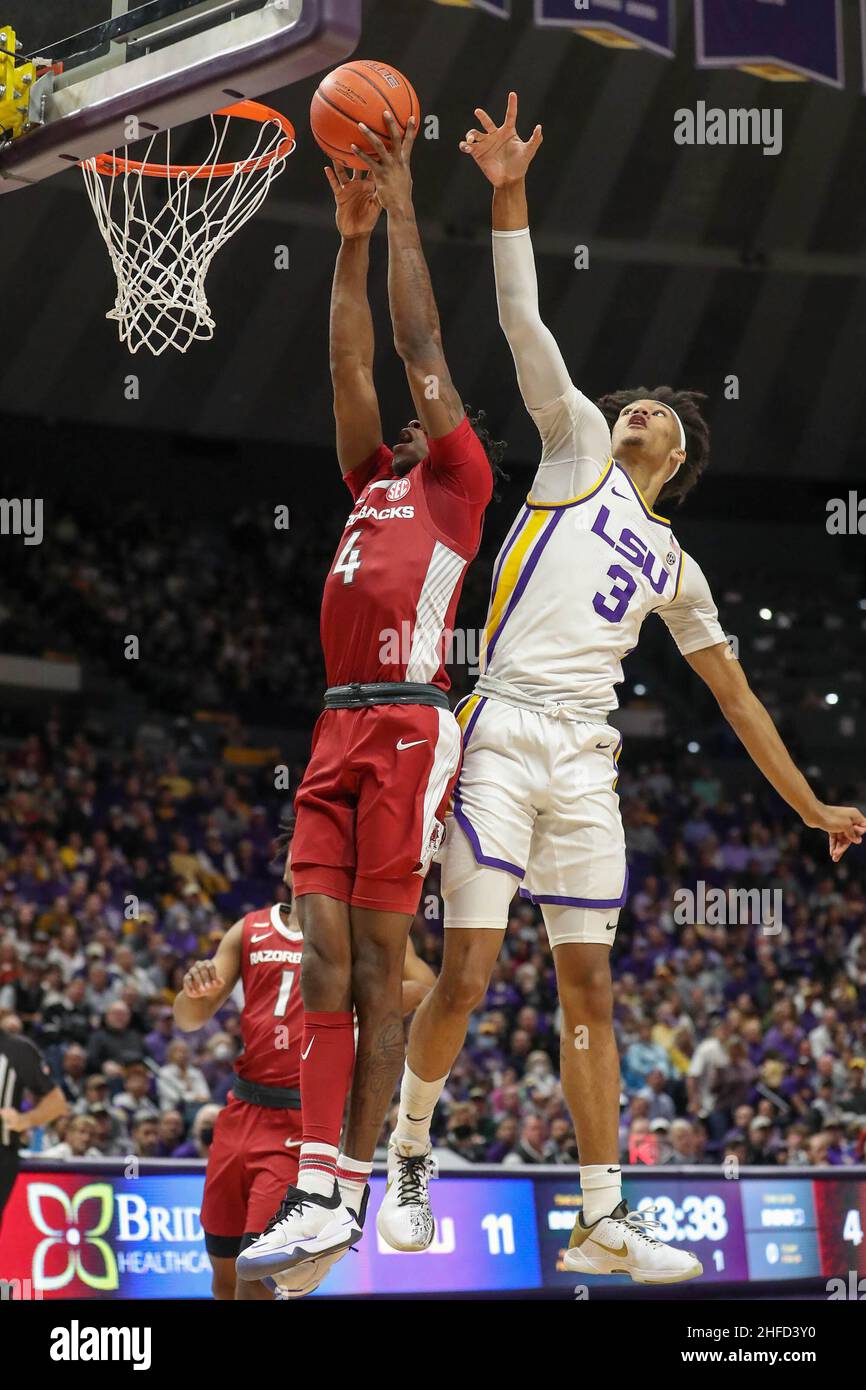 January 15, 2022: LSU's Alex Fudge (3) tries to stop the layup by ...