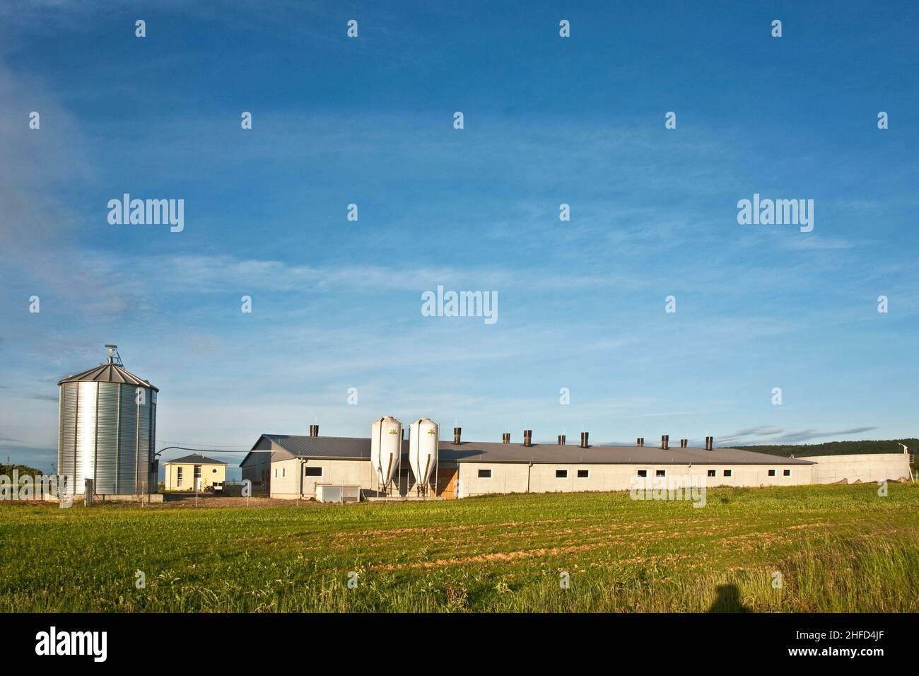 silos in beautiful landscape and acres Stock Photo - Alamy