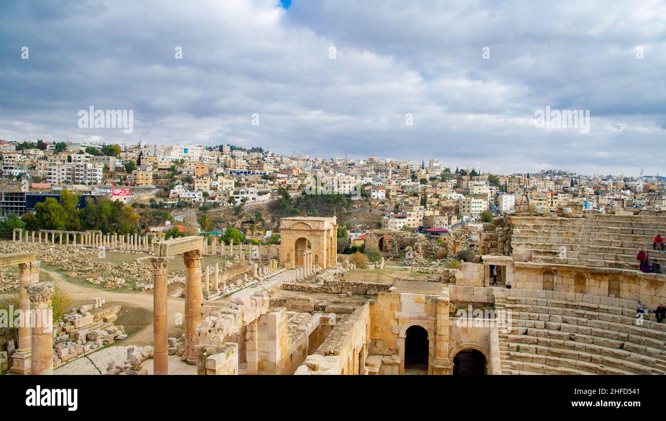 Jerash is the site of the ruins of the Greco-Roman city of Gerasa whose ...