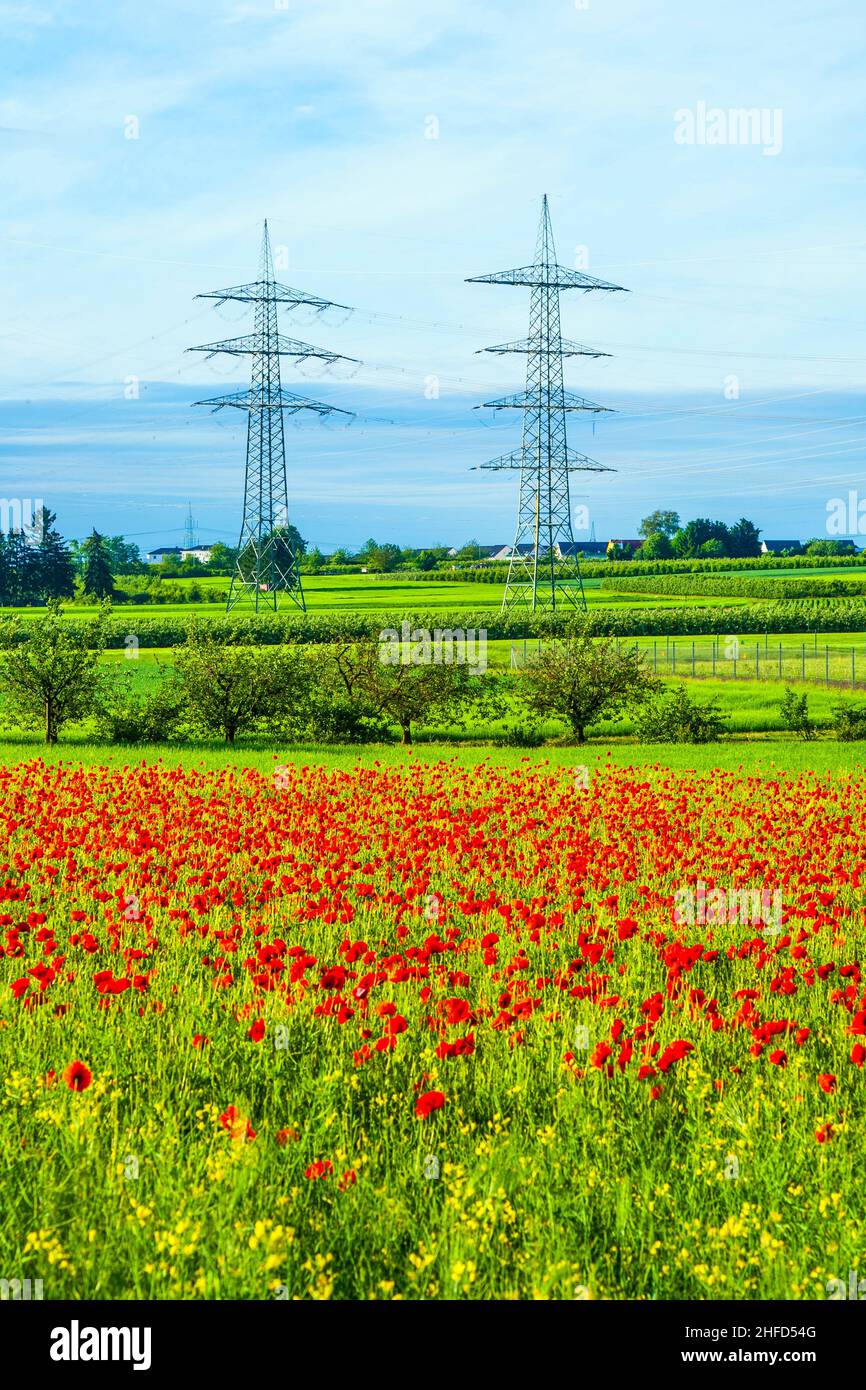 power plant and distribution station in beautiful landscape Stock Photo ...