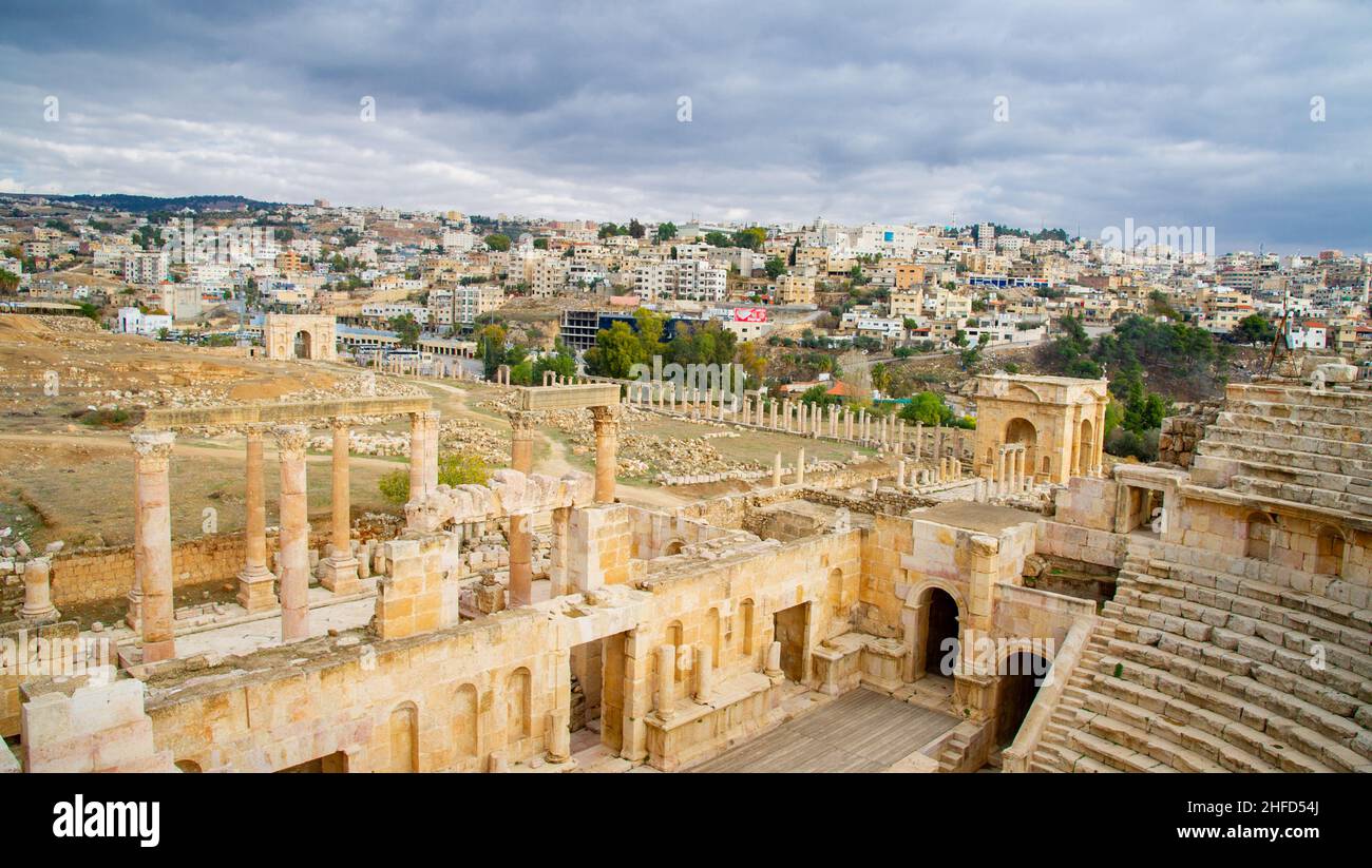 Jerash is the site of the ruins of the Greco-Roman city of Gerasa whose ...