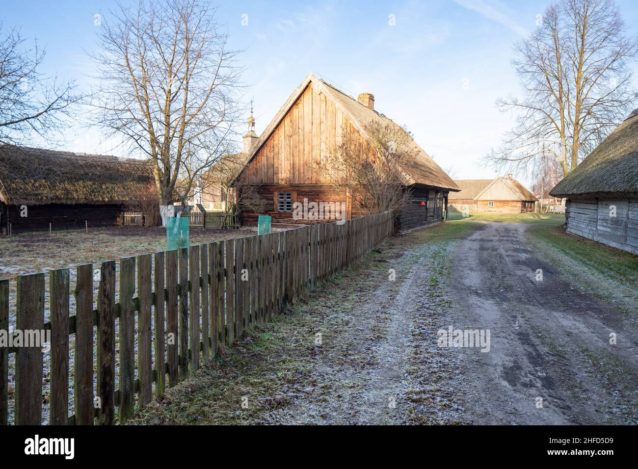 Old wooden and masonry buildings. Traditional old polish countryside ...