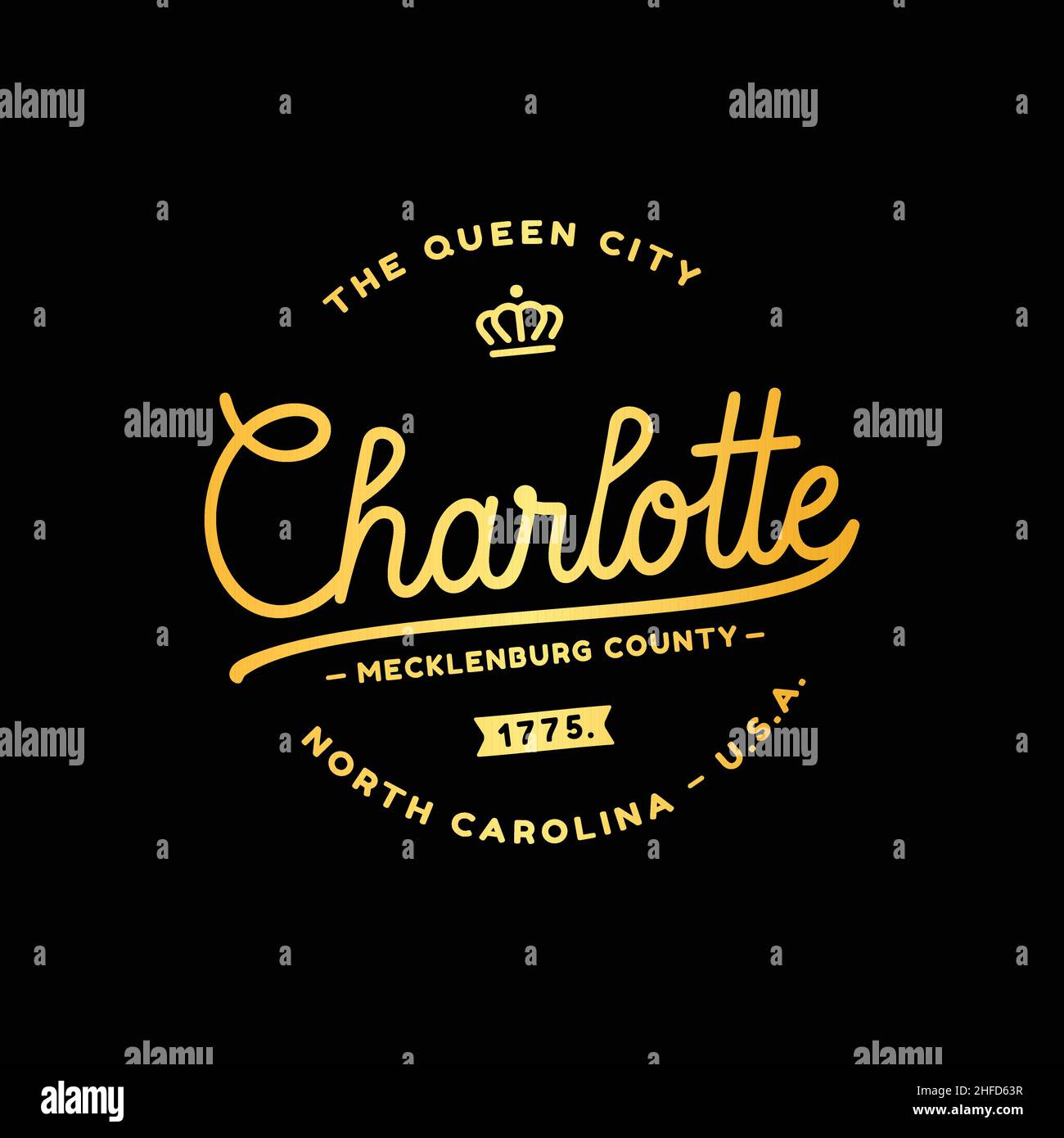 Charlotte Logotype. The Queen City. Vector and Illustration Stock ...