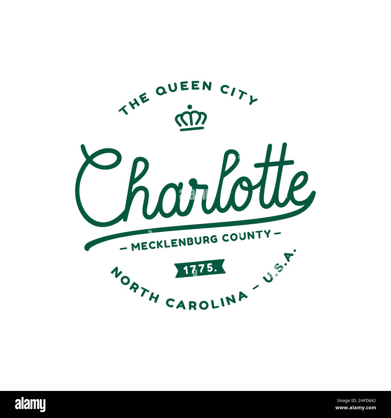 Charlotte Logotype. The Queen City. Vector and Illustration Stock ...