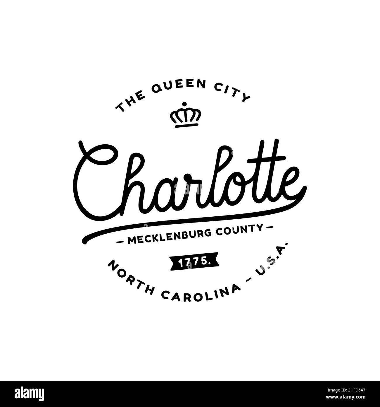 Charlotte Logotype. The Queen City. Vector and Illustration Stock ...