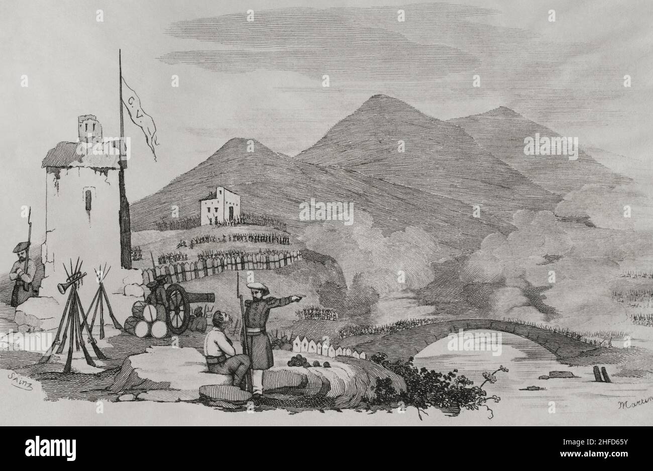 History of Spain. First Carlist War (1833-1840). Attack on Castrejana ...