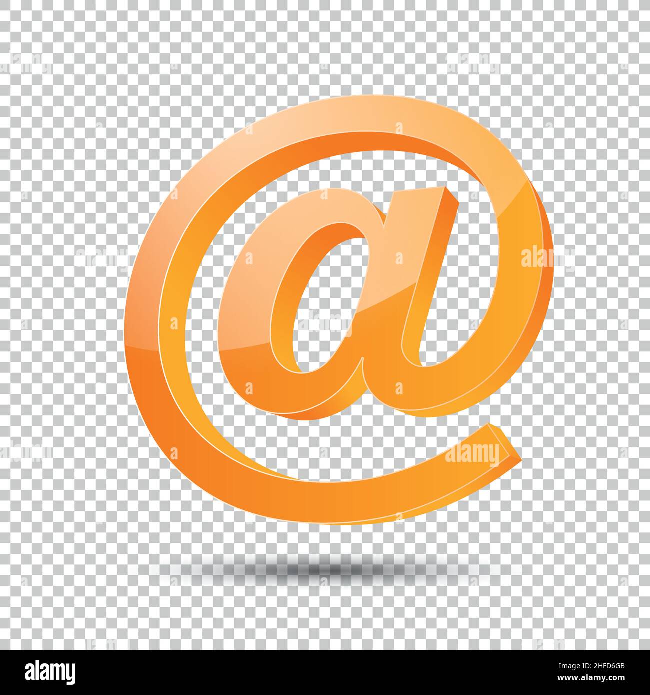 Email sign or at mail icon in 3D design and orange Color on the checked ...