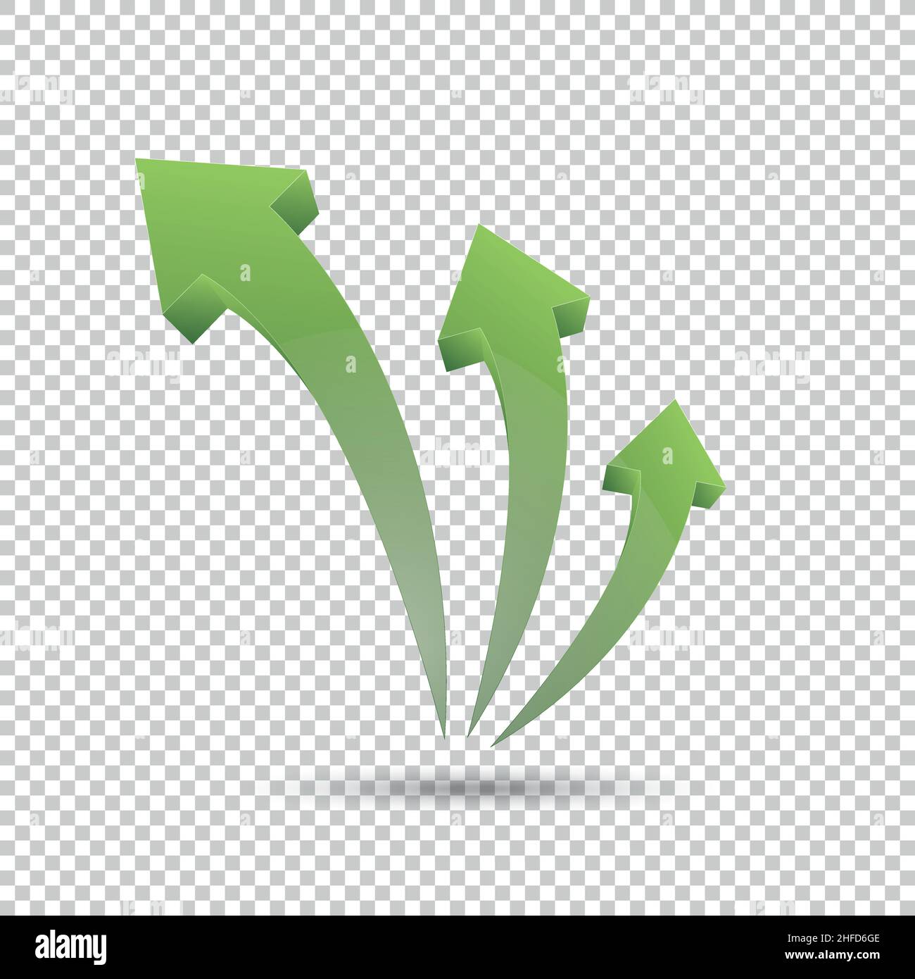 Abstract Curved Green Arrows Vector Set Isolated on checked transparent ...