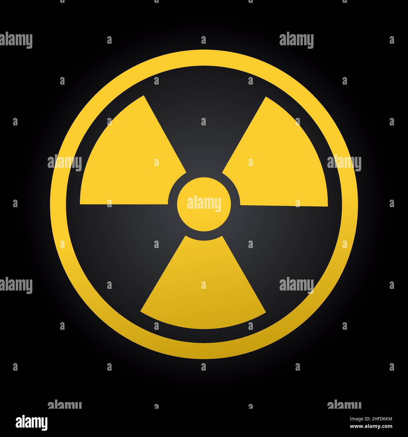 Radioactive contamination symbol. Radioactive warning icon on black ...