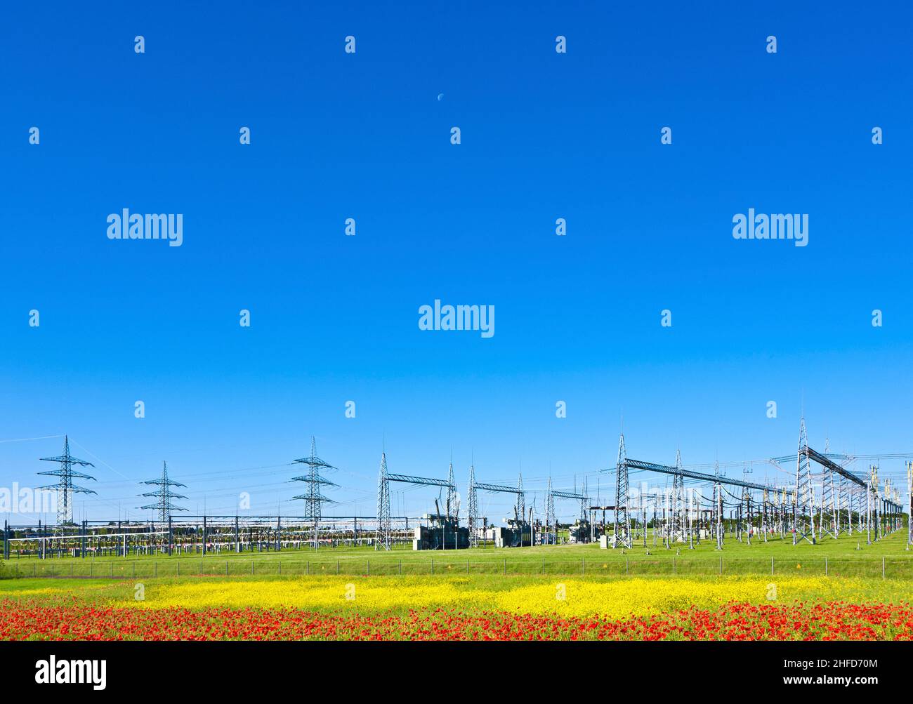 power plant in beautiful flower meadow Stock Photo - Alamy