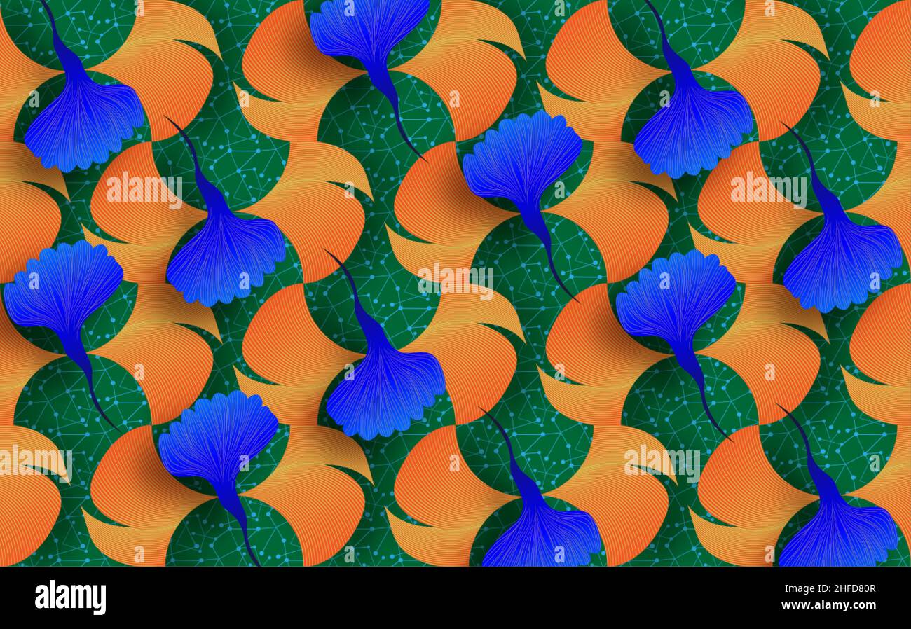 African Wax Print fabric, Ethnic flowers ornament background design ...