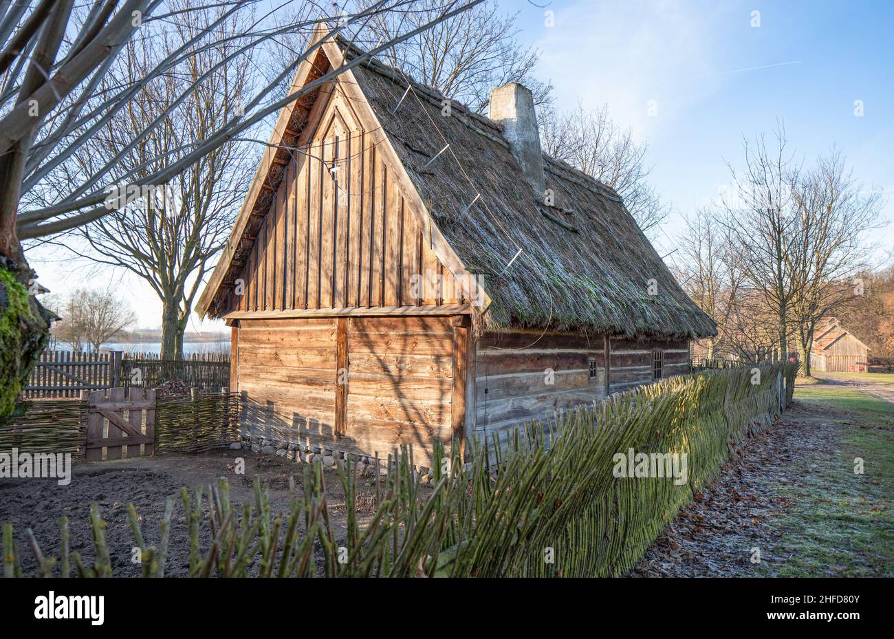 Old wooden and masonry buildings. Traditional old polish countryside ...