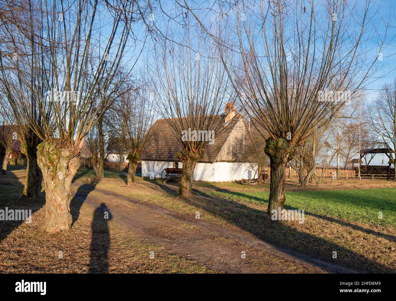 Old wooden and masonry buildings. Traditional old polish countryside ...