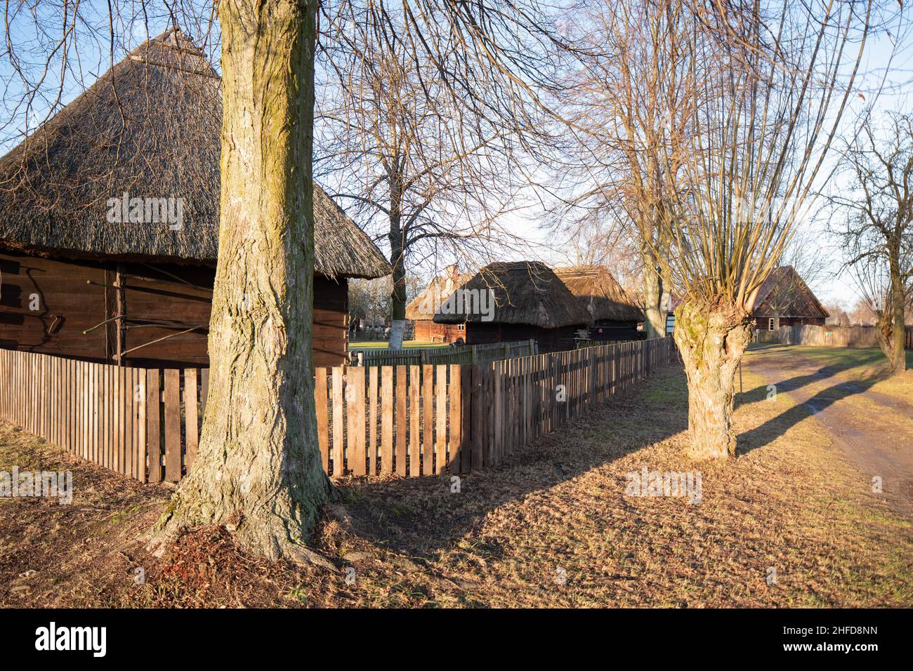 Old wooden and masonry buildings. Traditional old polish countryside ...