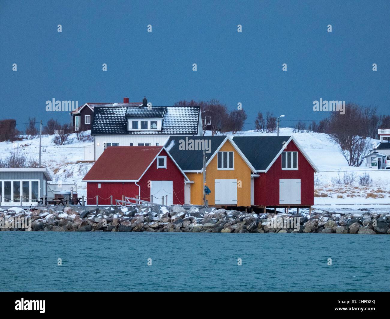 Winter in Sommaroy on the island Store Sommaroya, Norway Stock Photo ...