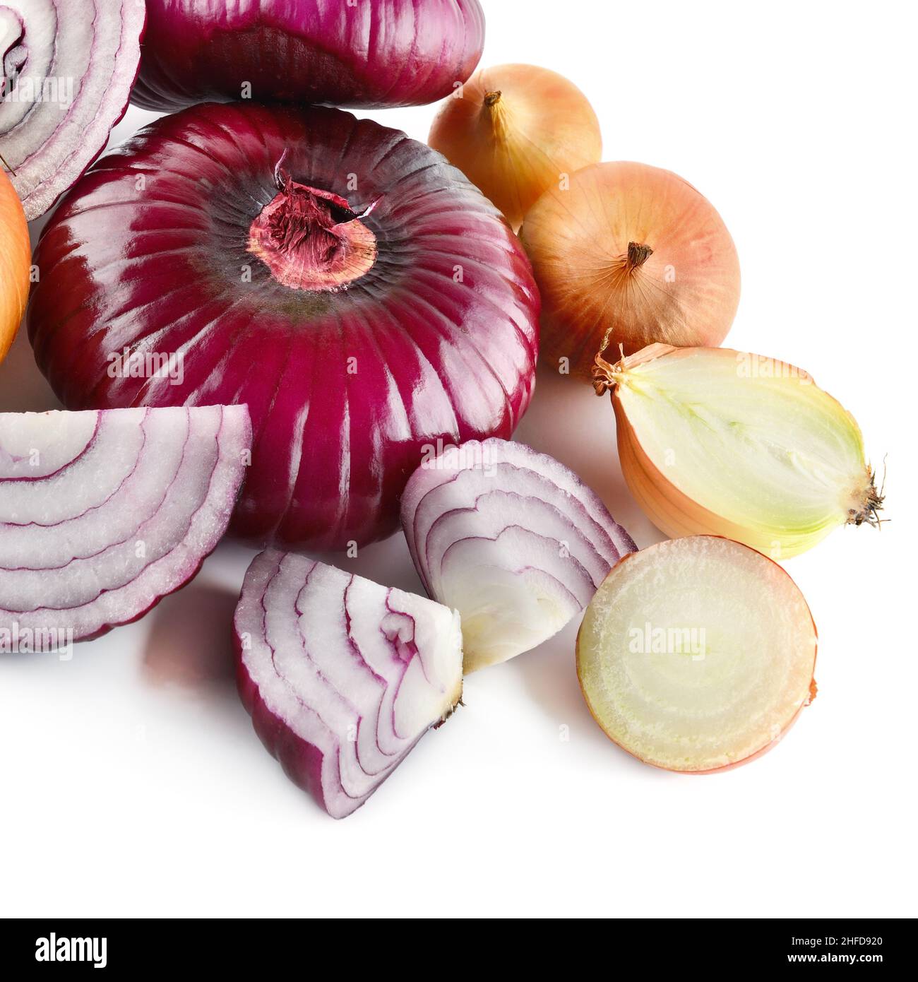 Red and gold onions isolated on white background. Collection Stock ...