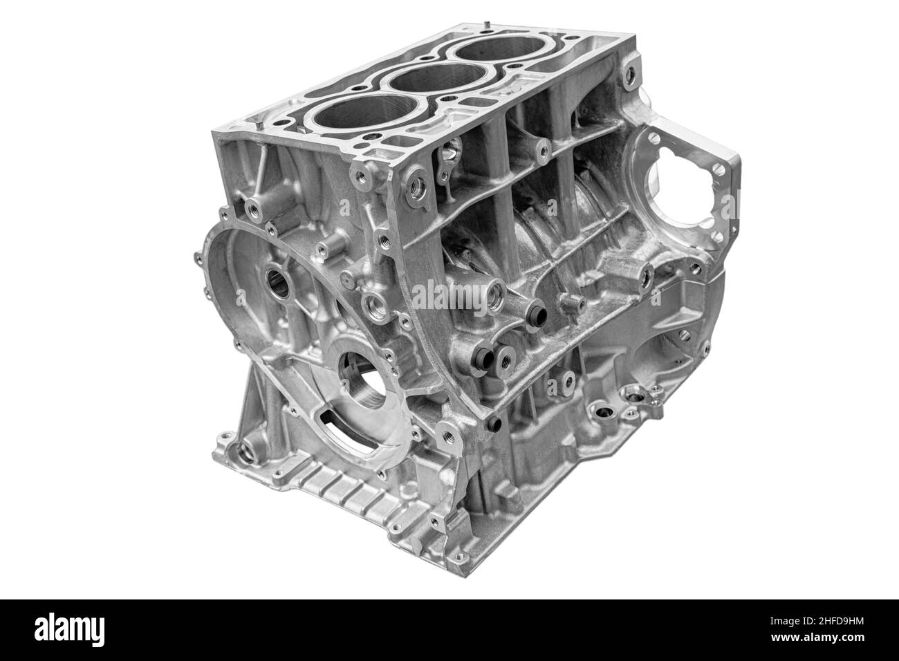 new three-cylinder car cylinder block on a white background Stock Photo ...