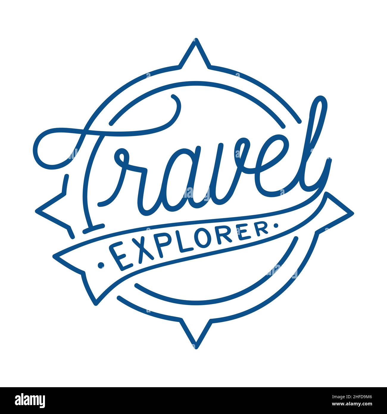 Travel Explorer Hand Lettering Design Template. Vector and Illustration ...