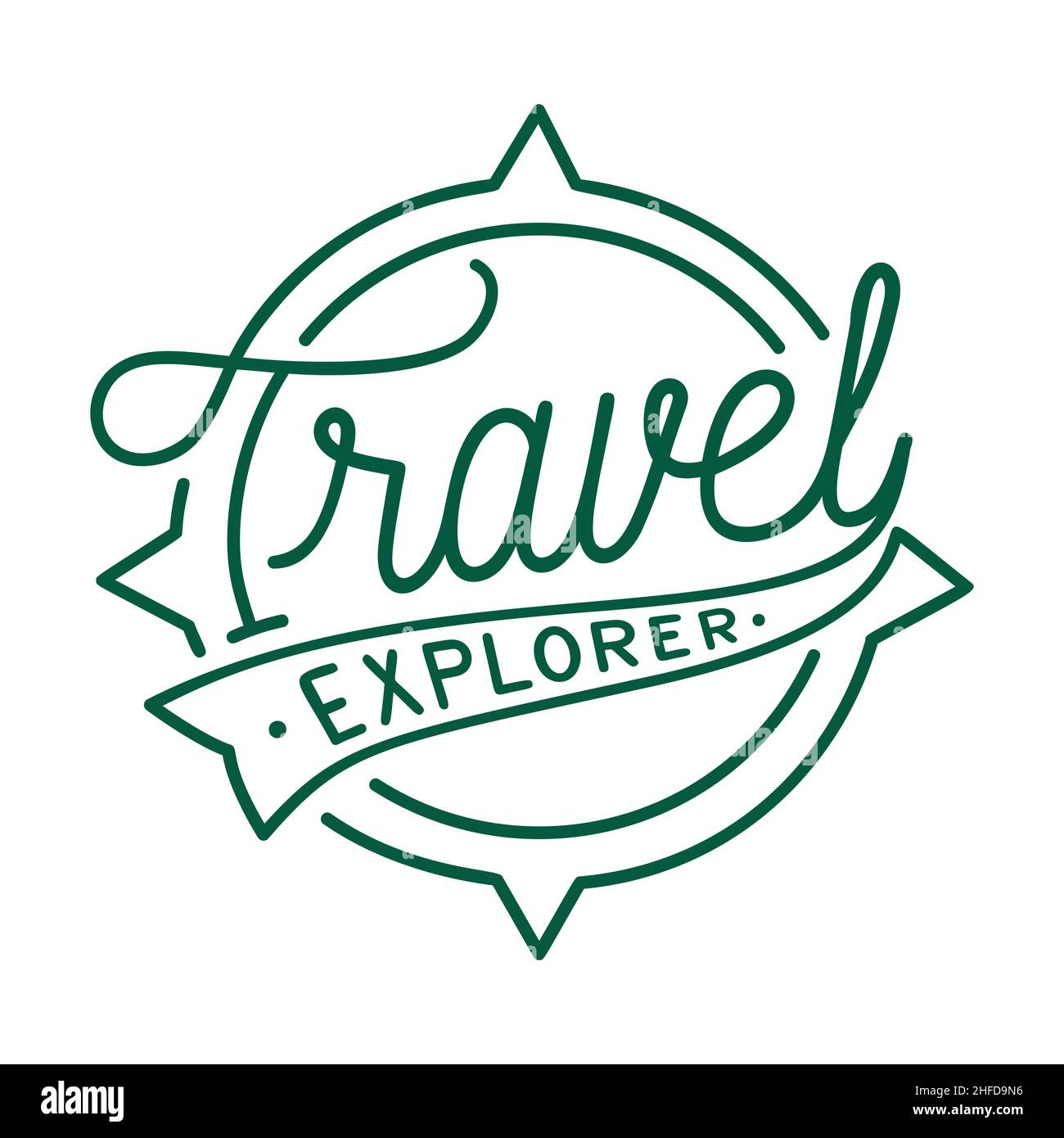Travel Explorer Hand Lettering Design Template. Vector and Illustration ...
