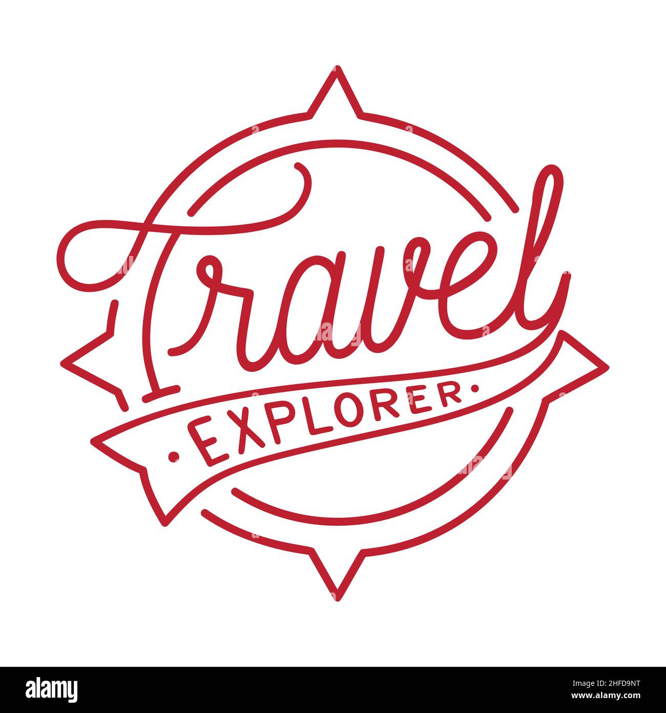 Travel Explorer Hand Lettering Design Template. Vector and Illustration ...