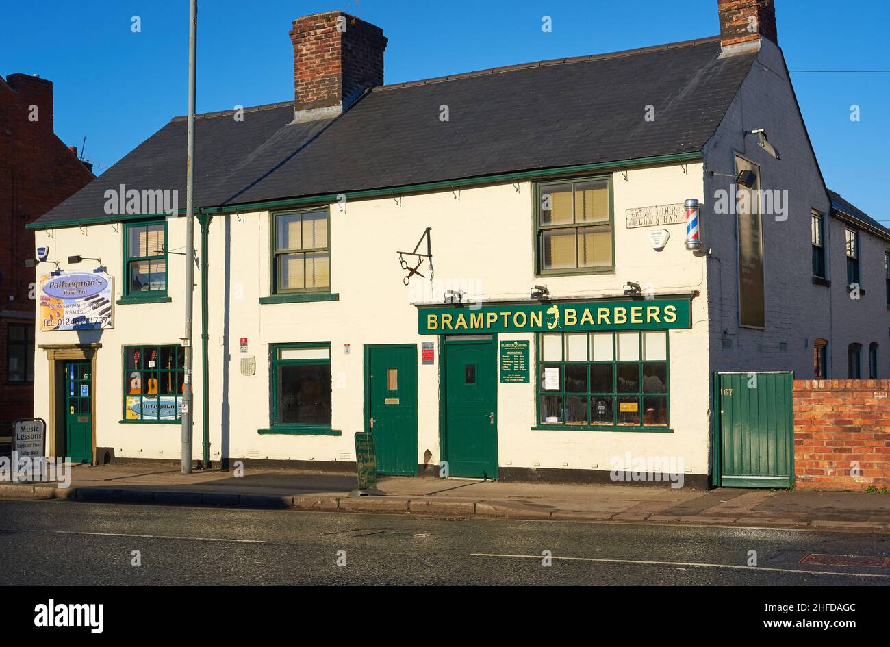 Barber shop in an old building Stock Photo - Alamy