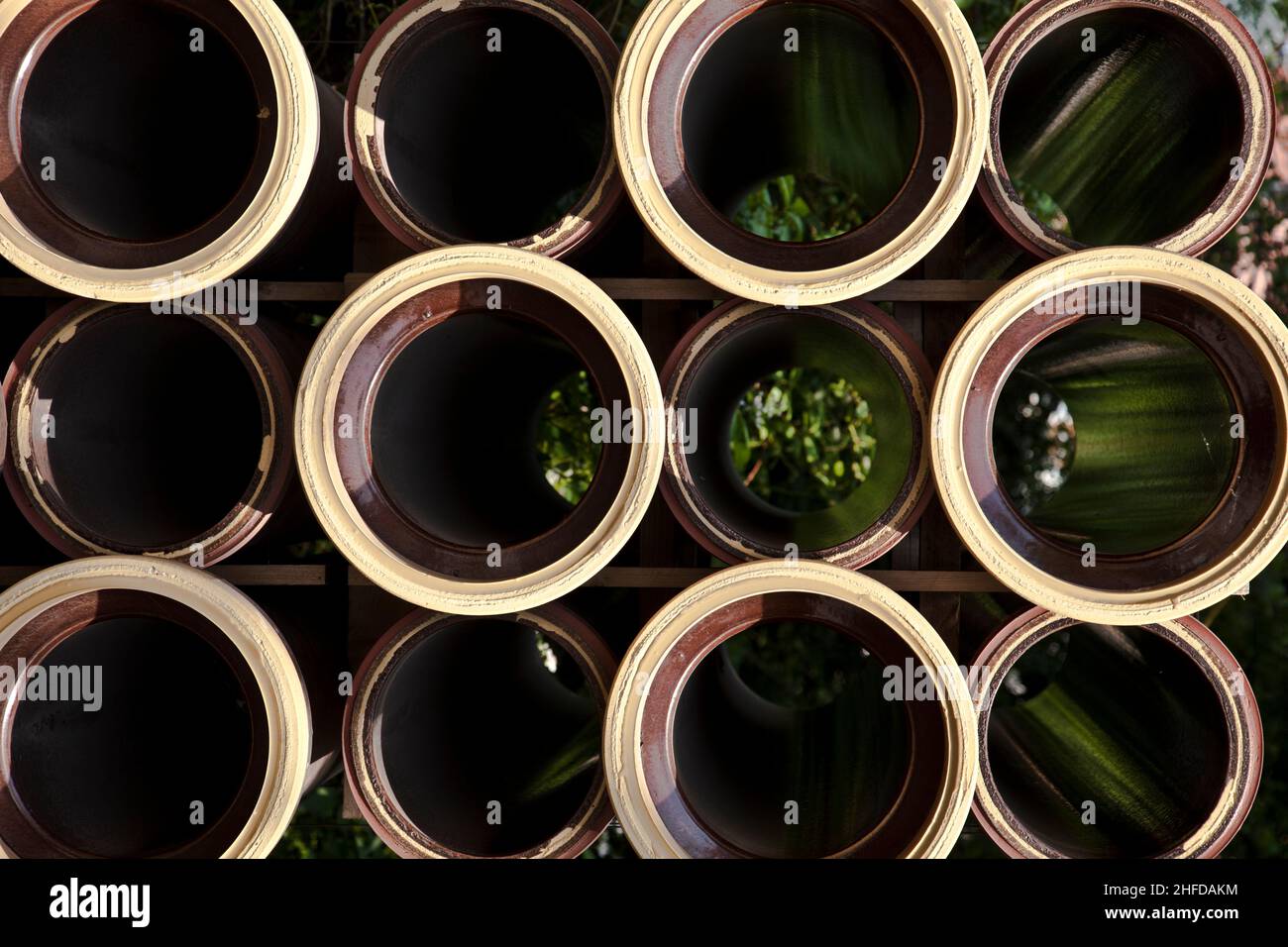 stapled piles at construction site Stock Photo - Alamy