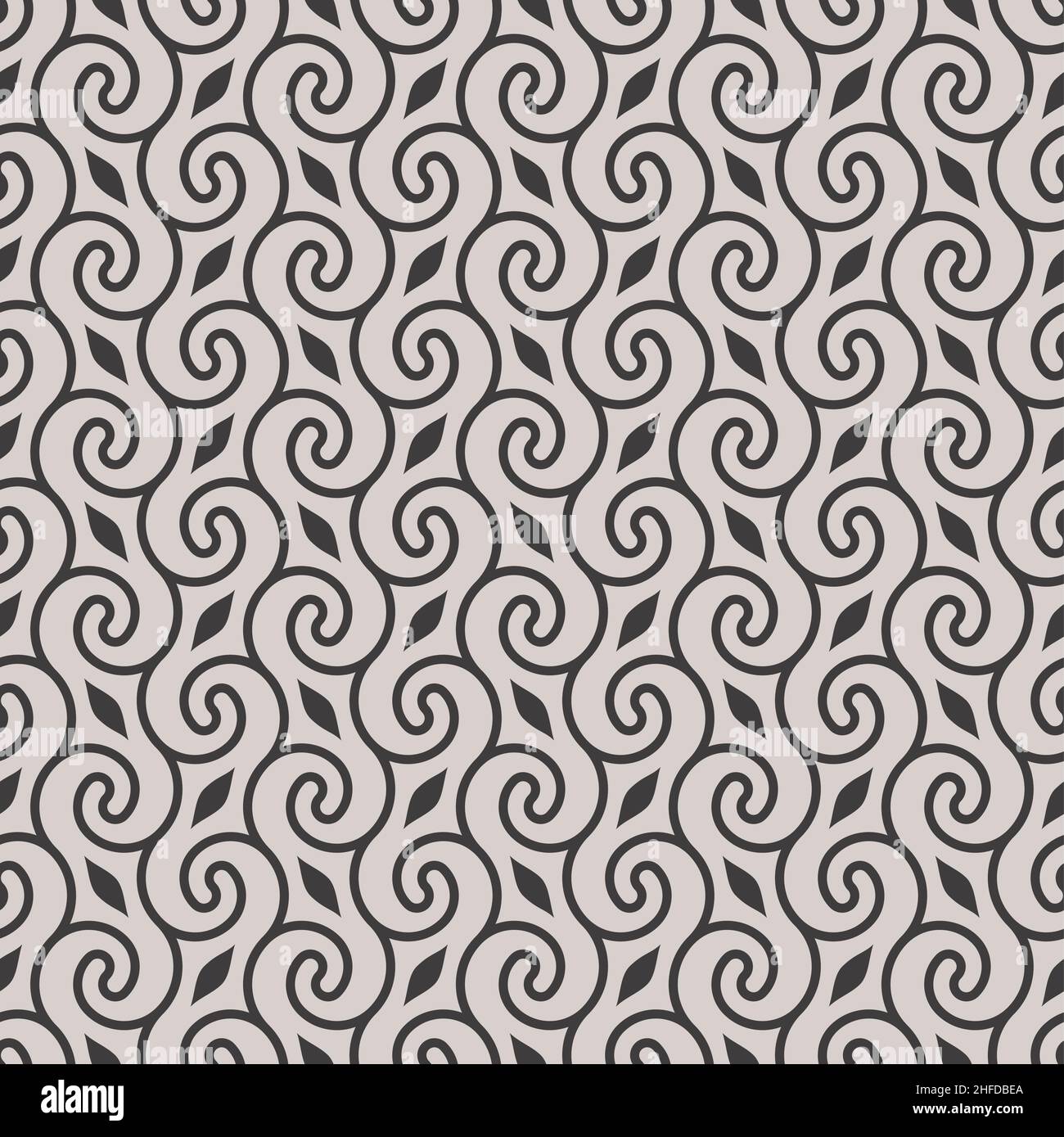 Retro Swirl Lines Seamless Background in Black and White Color. Vector ...