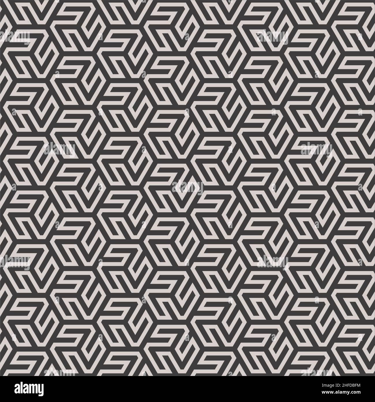 Hexagonal Swirl Seamless Background in Black and White Color. Vector Tileable pattern Stock ...