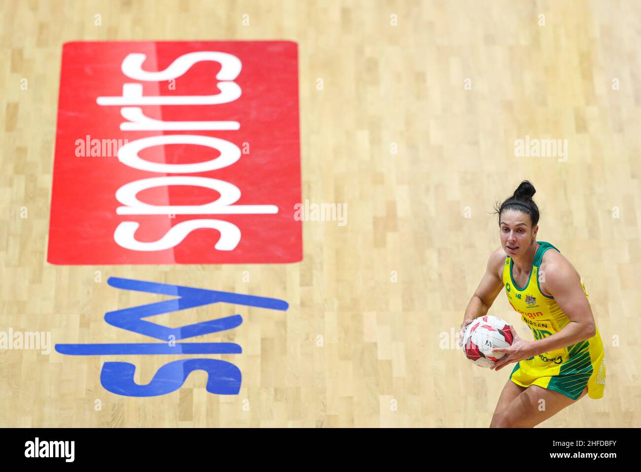Australia's Ash Brazill in action during the Netball Quad Series match ...