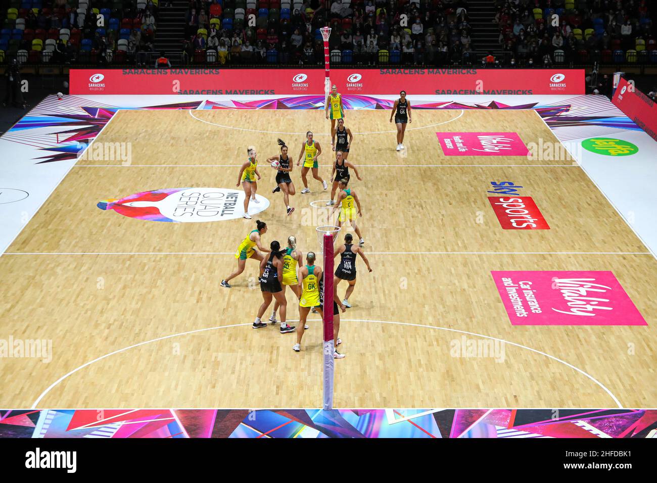 General view of the action during the Netball Quad Series match at the ...