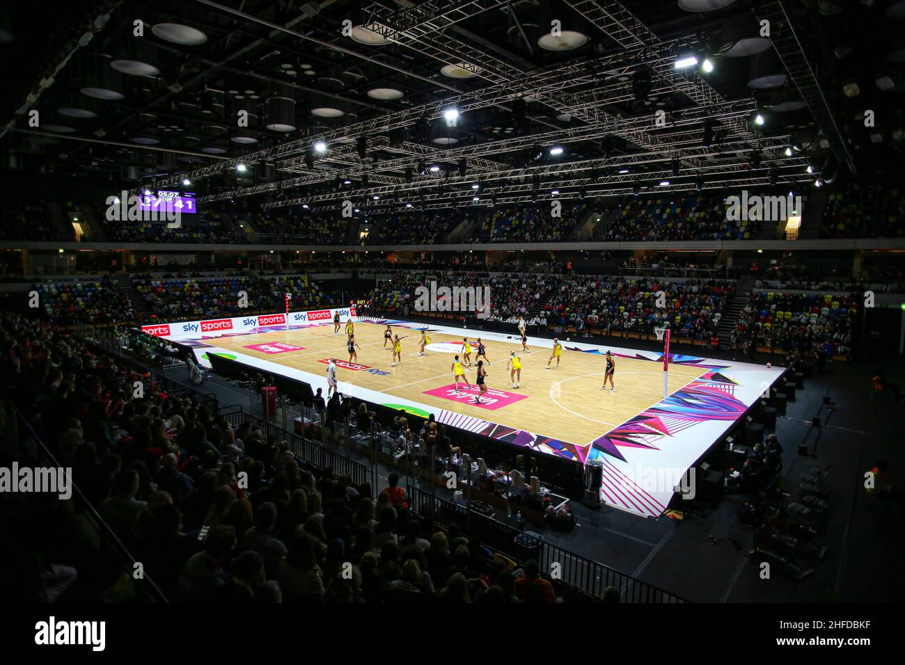 General view of the action during the Netball Quad Series match at the ...