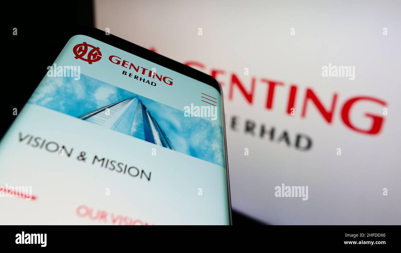 Smartphone with website of Malaysian conglomerate Genting Group on ...
