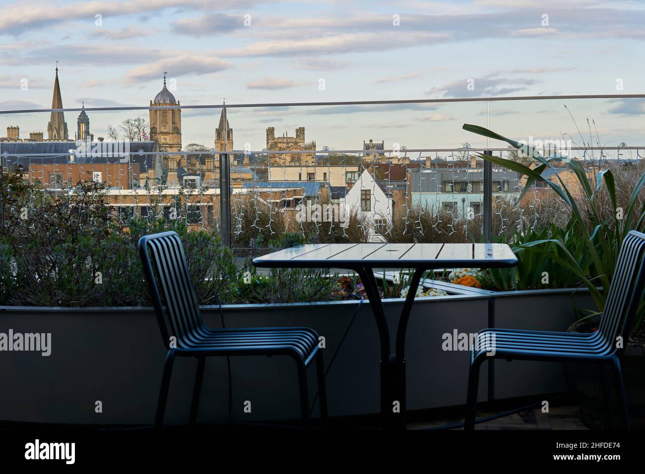 OXFORD, UK - April 13, 2021. roof view of Oxford city from westgate ...
