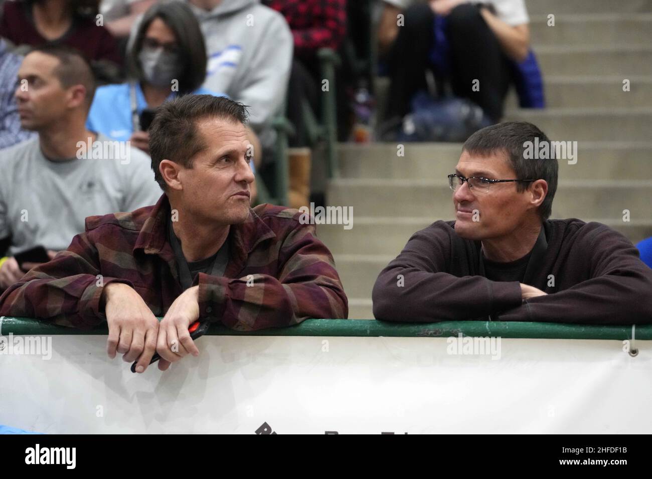 Jeff Hartwig (left) and Nick Hysong react during the UCS Spirit ...