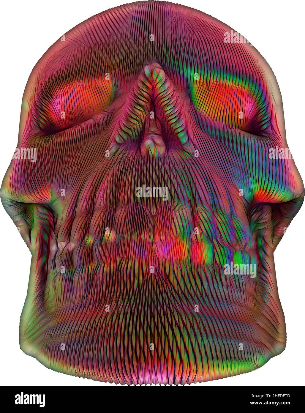 Human skull colored with transparent background,3d,illustration Stock ...