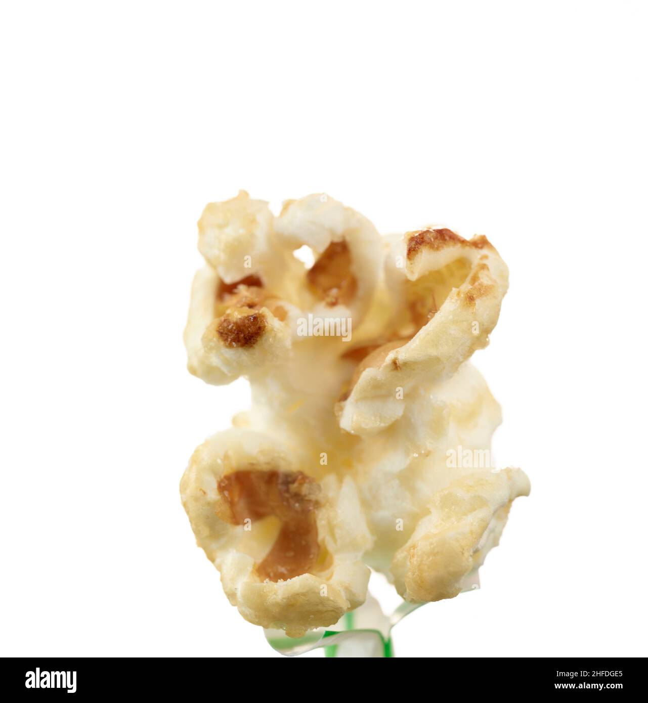 Macro food still-life representation of popcorn, popped corn, popcorns ...