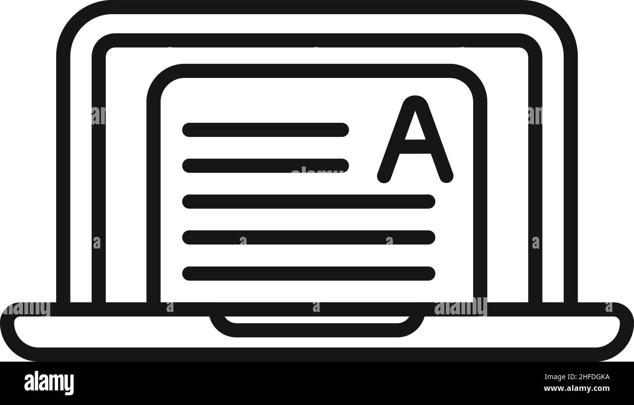 Laptop exam icon outline vector. Work test. Thesis book Stock Vector ...