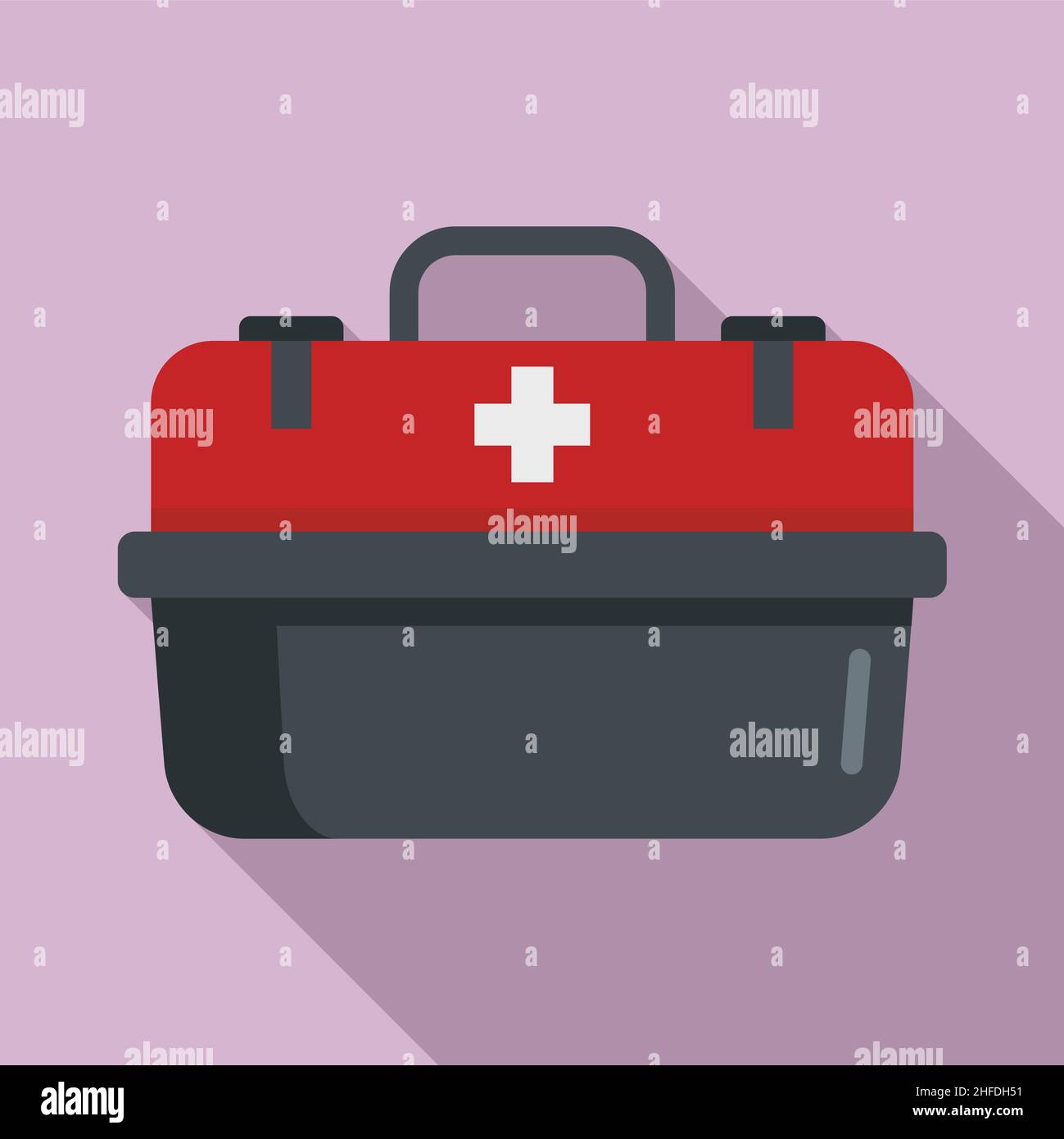 First aid kit box icon flat vector. Medical emergency. Case bag Stock ...