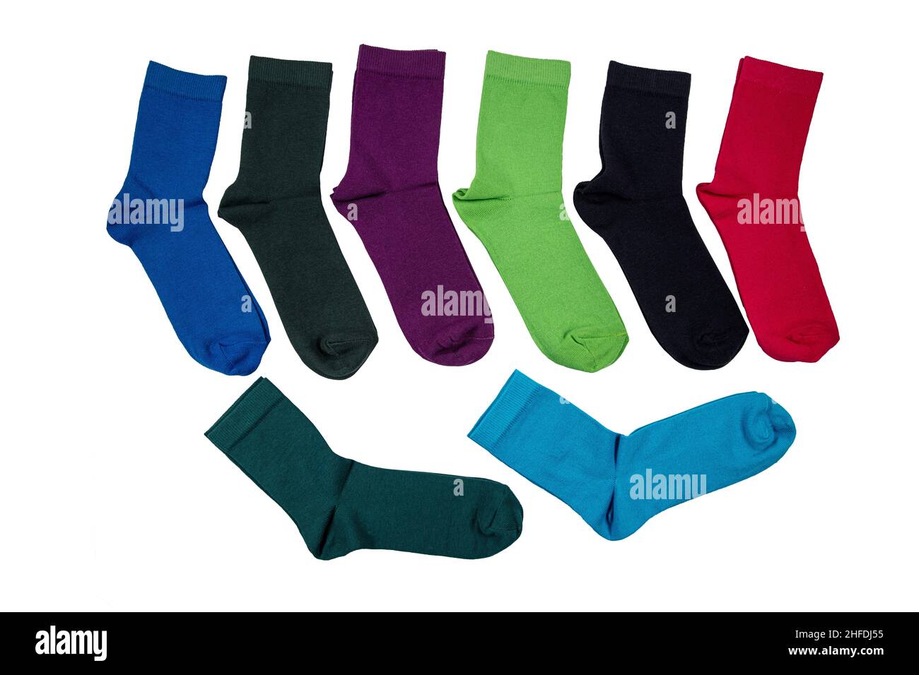 colorful socks isolated on white background. Different colors of socks ...