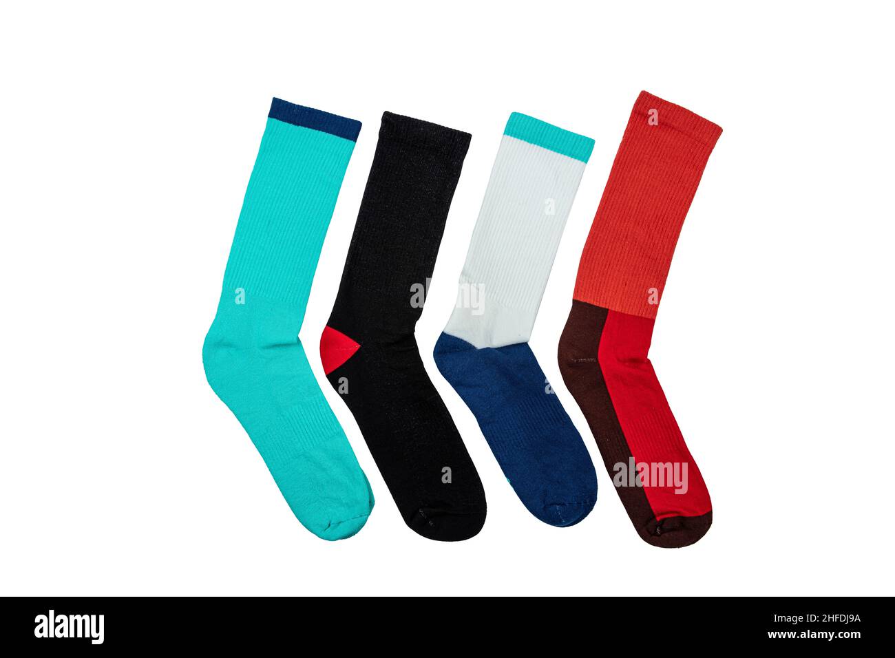 colorful socks isolated on white background. Different colors of socks ...