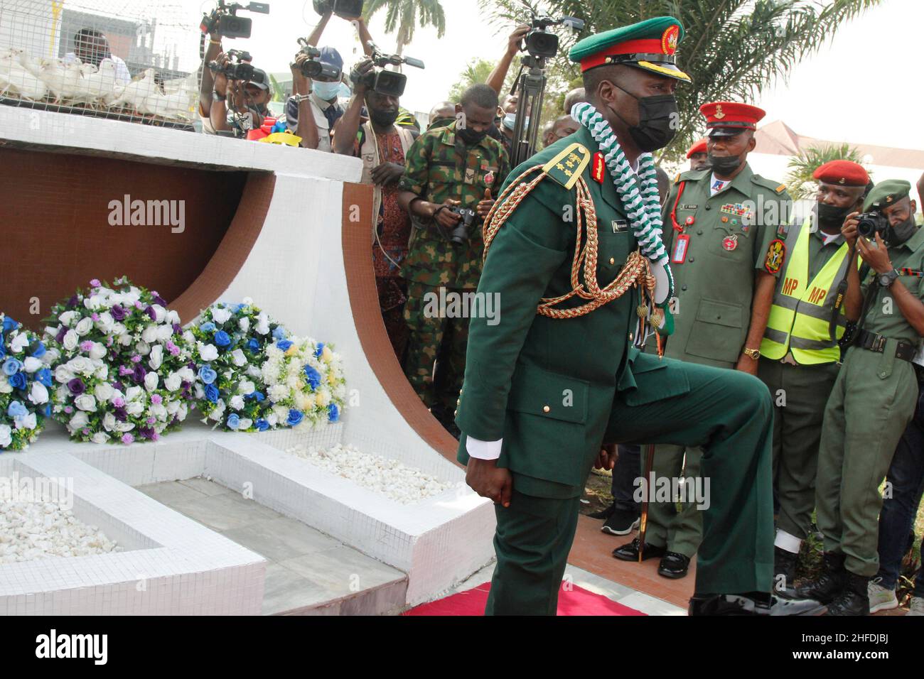 Lagos, Nigeria. 15th Jan, 2022. Commander, 9 Brigade, Nigerian Army, Brig. Gen. Lander Saraso ...